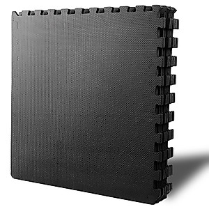 HomGarden Puzzle Exercise Mat 1/2’’ EVA Interlocking Foam Floor Mats for Exercise Equipment Home Gym Workout Mat(6 Tiles) Black