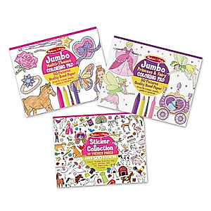 Melissa & Doug Sticker Collection and Coloring Pads Set: Princesses, Fairies, Animals, and More - FSC Certified