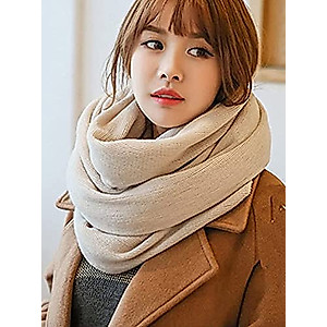 Wander Agio Womens Warm Long Shawl Winter Blanket Large Scarf Pure Color Beige 1
