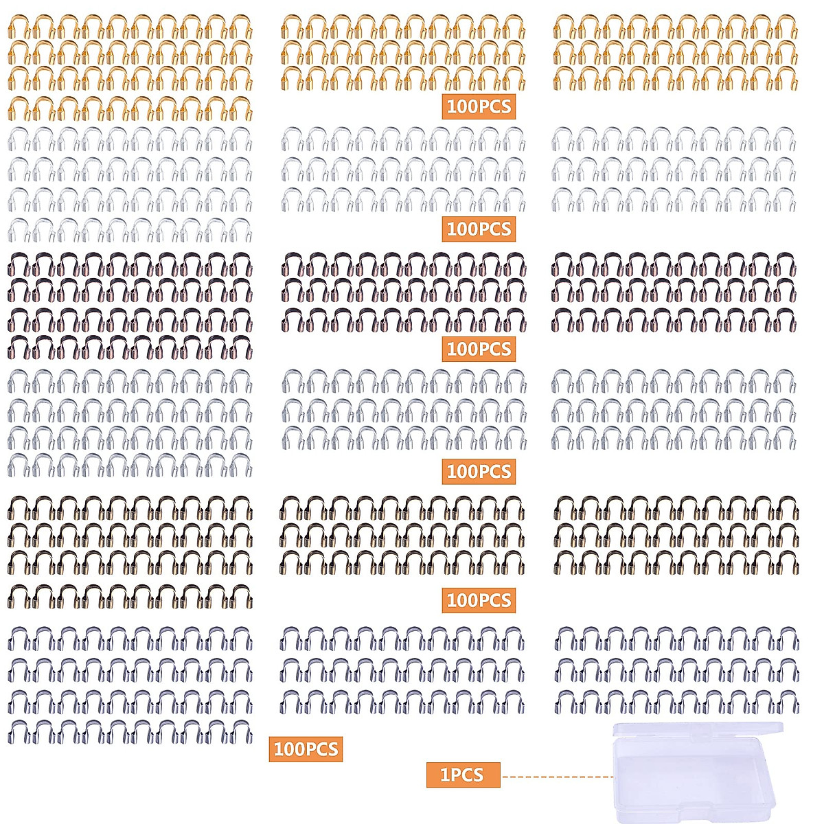 600pcs Wire Guardian U-Shaped Wire Guard Loops Wire Cable Thread Protectors with a Box Accessories for DIY Craft Earring Bracelet Necklace Jewelry Making, 6 Colors