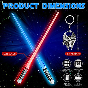 Luxxis Lightsaber Chopsticks Light up Glowing Chop Sticks for Star Wars Gifts Set Theme Party Fun [2 Pair – RED and Blue Set] with Bottle Opener and Gift Ready Postcard