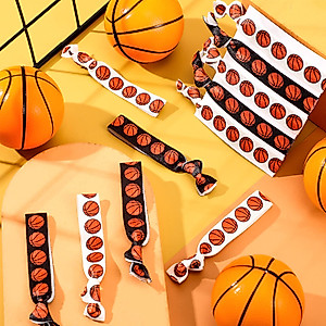Hanaive 20 Pcs Basketball Hair Ties Basketball Hair Bands Elastic Ponytail Holders No Crease Ribbon Basketball Hair Accessories for Party Team