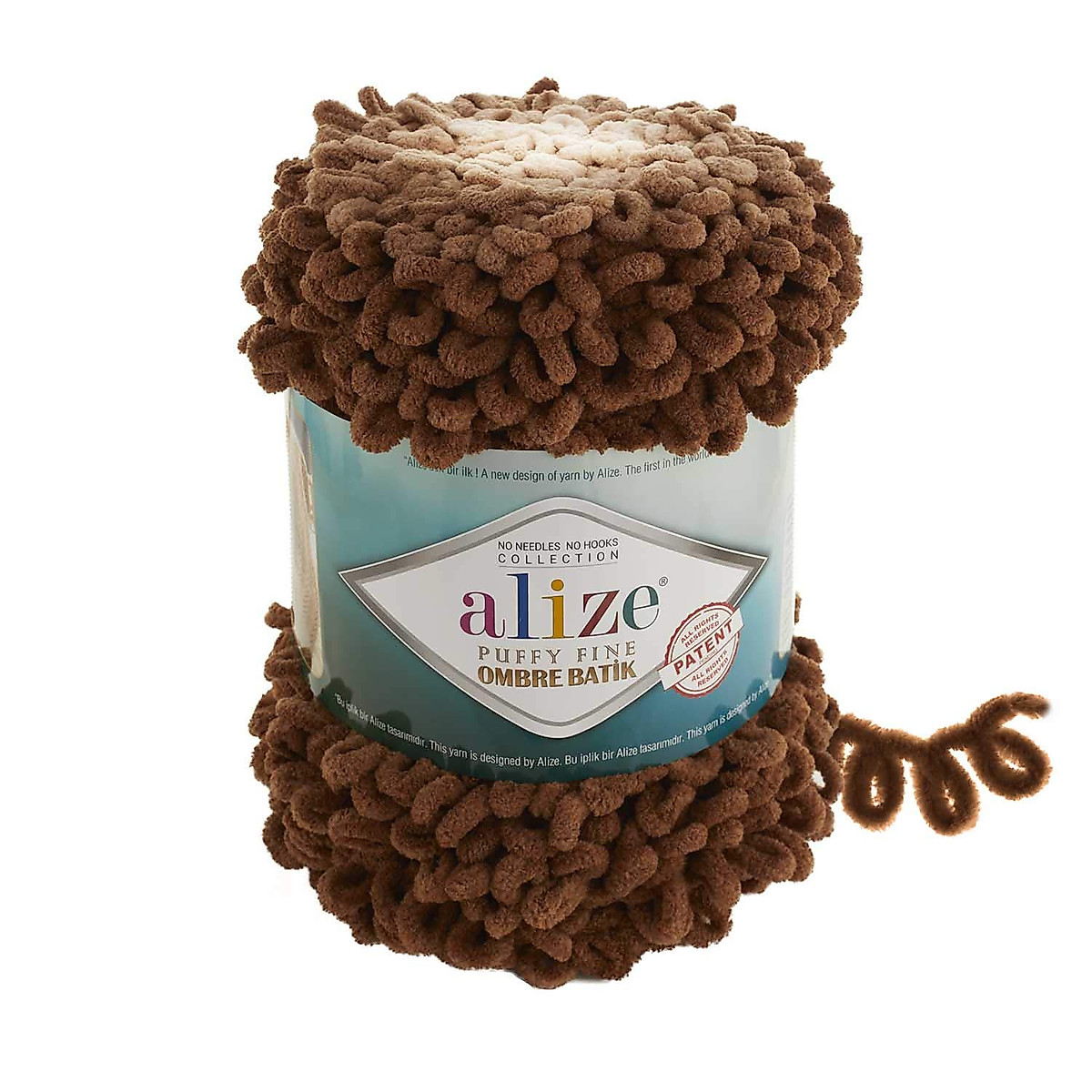 Alize Puffy Fine Ombre Batik Velvet Yarn, 500gr 79.8 yds, 100% Micropolyester Big Skein Baby Blankie, Easy Knitting Looped Yarn, No Hook No Needle, Chunky (7300)