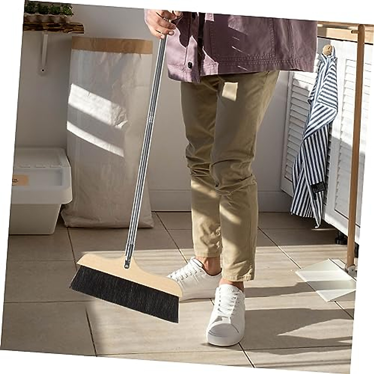 Healeved Sweep Floor Brush Push Broom Dust Broom Garbage Sweeping Tool Long Handle Cleaning Broom Home Broom House Cleaning Tool Floor Cleaning Tool Bristle Broom Floor Wiper Horsetail Hair