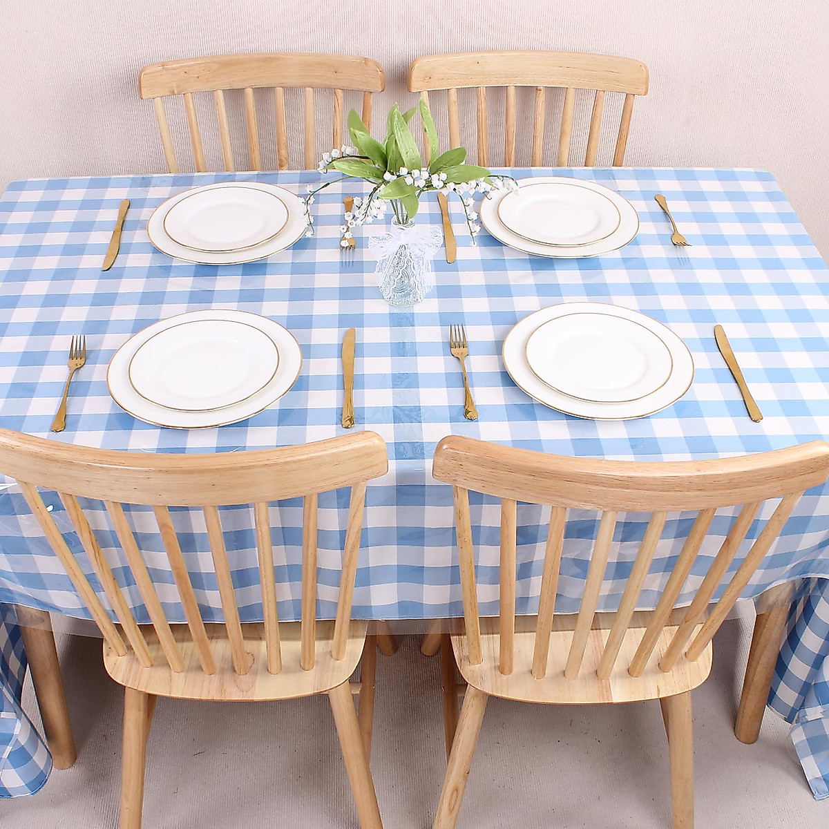 Kesfey Clear Table Protector Table Cloth 54 x 54 inch Square Transparent Sheet Table Covers Waterproof Oil Spill Proof Clear Tablecloths Plastic Stain Resistant Tablecover for Dining Tables Kitchen