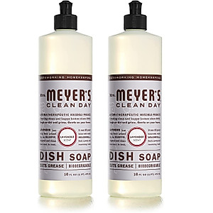 Mrs. Meyer's Liquid Dish Soap, Cruelty Free Formula, Lavender Scent, 16 oz (Pack of 2)