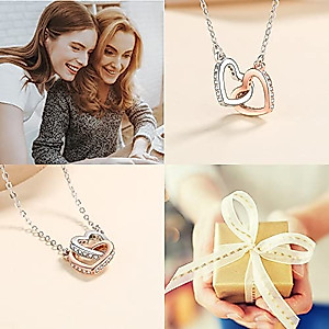 Alittlecare Granddaughter Necklace From Grandmom - Interlocking Heart Necklace Filled With My Love - Gift for Granddaughter On Birthday/Christmas/Mother's day/Graduation/Wedding/Valentines