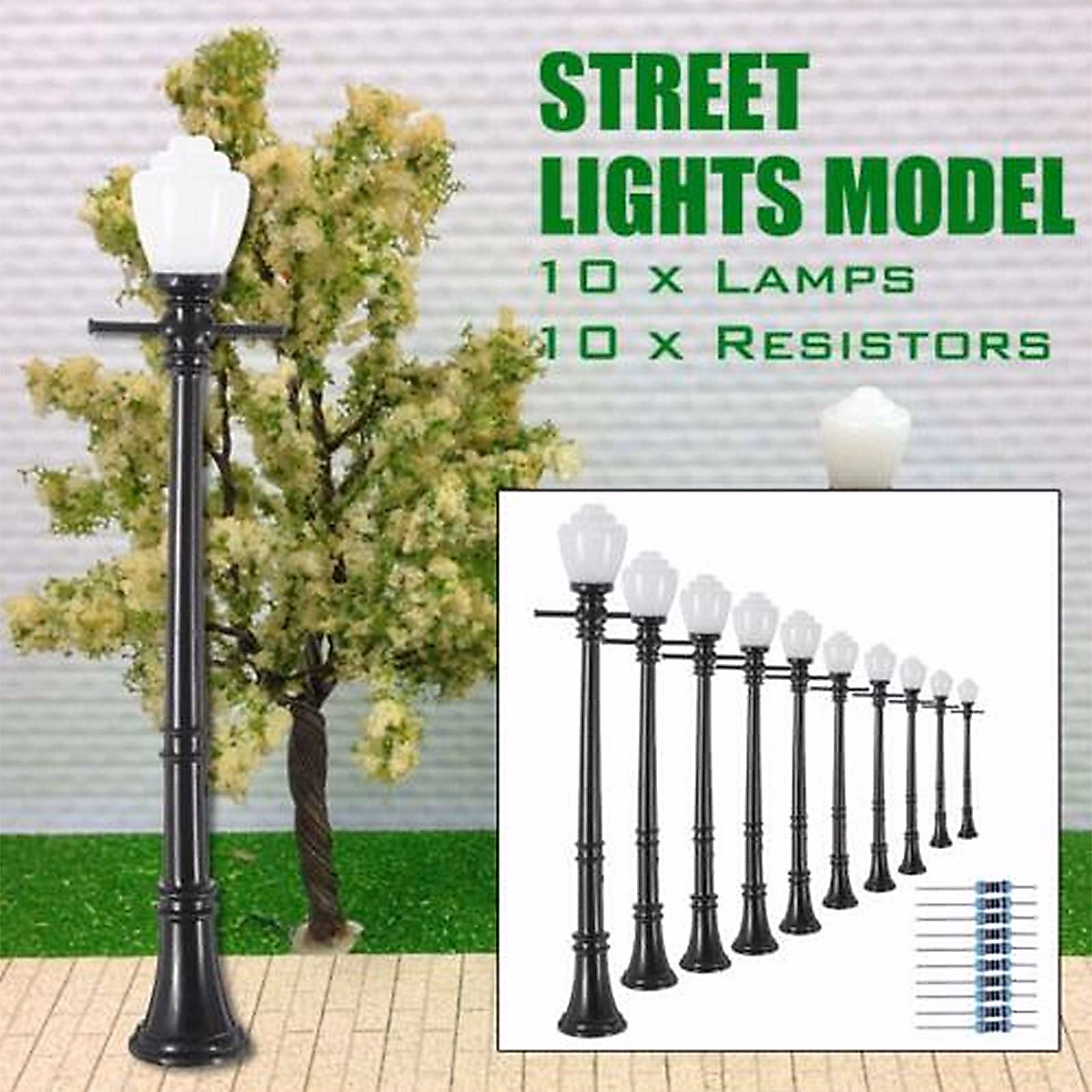 Artudatech 10PCS LCX04 Model Railway Lamppost Lamps Street Lights O Scale LEDs