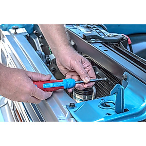 Channellock 131CB 13-in-1 Ratcheting Screwdriver | Multi-Bit Storage | 1/4-Inch Nut Driver | Quick-Load Handle with Cushion Grip | 28-Tooth Ratchet Mechanism Provides up to 225 lbs. of Torque , Red