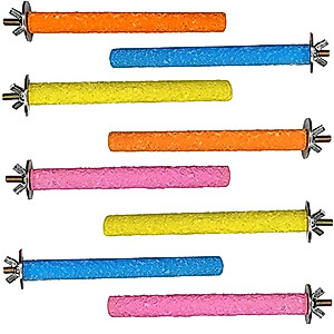 Hamiledyi Parrot Cage Perches Stand Pole,Bird Stand Sand Perch Toy Parakeet Paw Grinding Stick and Beak Colorful Cage Accessories for Conures Cockatiels Lovebirds Budgies Rest