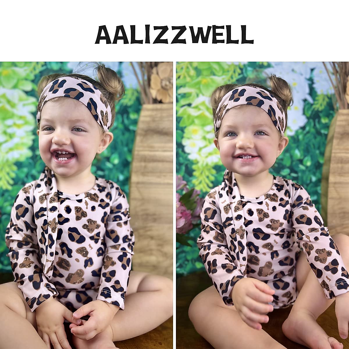 Newborn Infant Baby Girls One Piece Long Sleeve Swimsuit Leopard Bathing Suit Swimwear Beach Wear 0-3 Months Cheetah