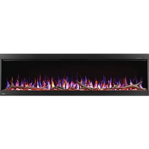 Napoleon Trivista Pictura 60 - NEFL60H3SV - Wall Hanging Electric Fireplace, 60-in, Black, Glass Front, Realistic Flames, LED Ember Bed, Adjustible Flame Height/Colours, Remote Included