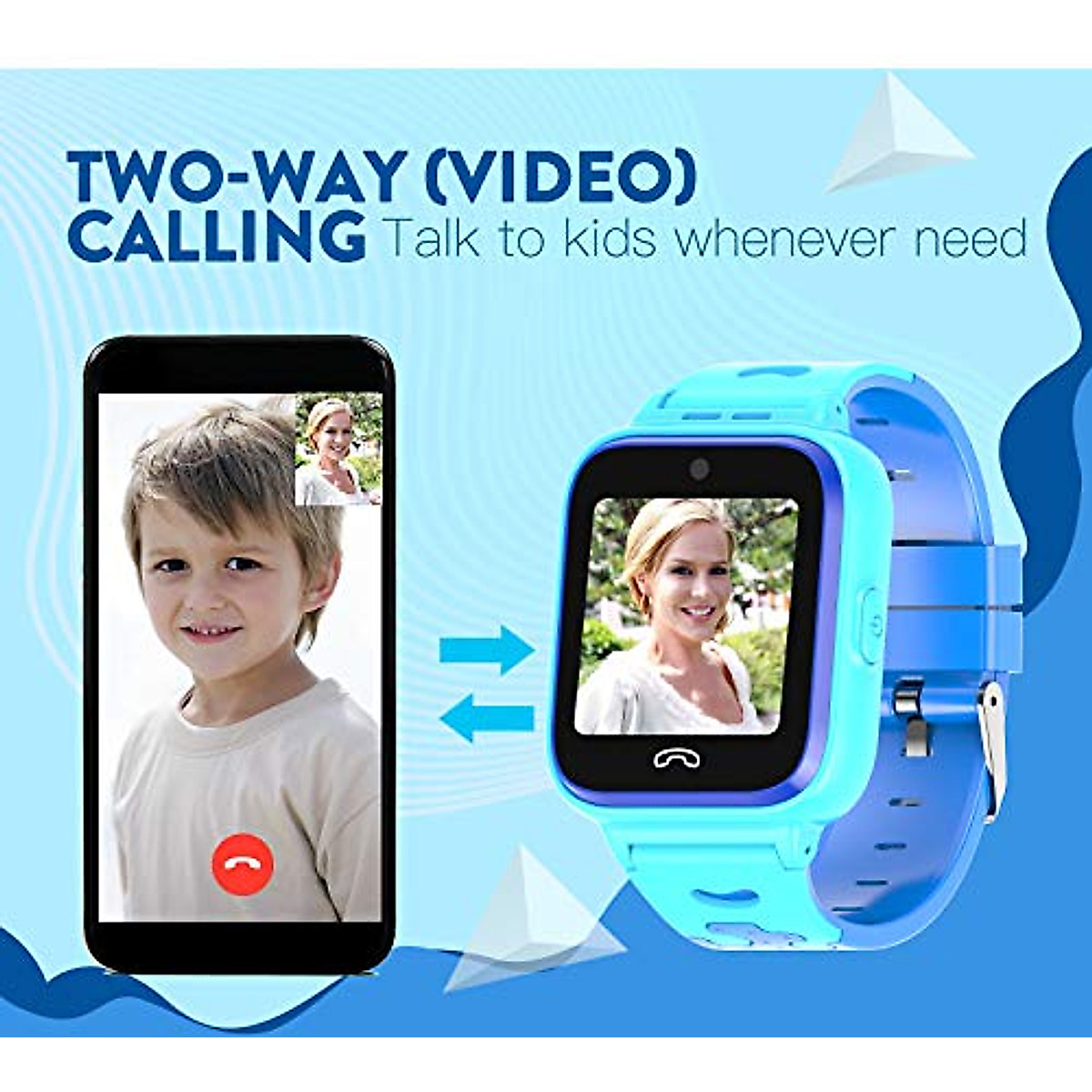 Vowor Kids Smart Watch, 4G WiFi GPS LBS Tracker SOS Emergency Call Video Chat Children Smartwatches, IP67 Waterproof Phone Watch for Boys Girls Age 3Years+, Compatible with Android/iPhone iOS (Blue)