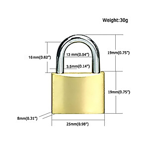 Solid Brass Same Keyed Padlock keyed Alike Locks of 12 Pack, Solid Lock with (25mm) Wide Lock Body, Keyed Padlocks for Toolbox, Luggage,School lockers, Backpacks