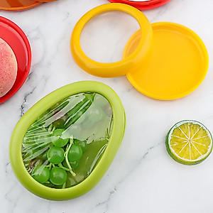 4 Pcs Avocado Saver, Avocado Storage Container with 30 Freezer Bags, Fruit Storage Containers for Fridge, Reusable Refrigerator Storage Box Fresh Stretch Pod for Vegetable Crispe