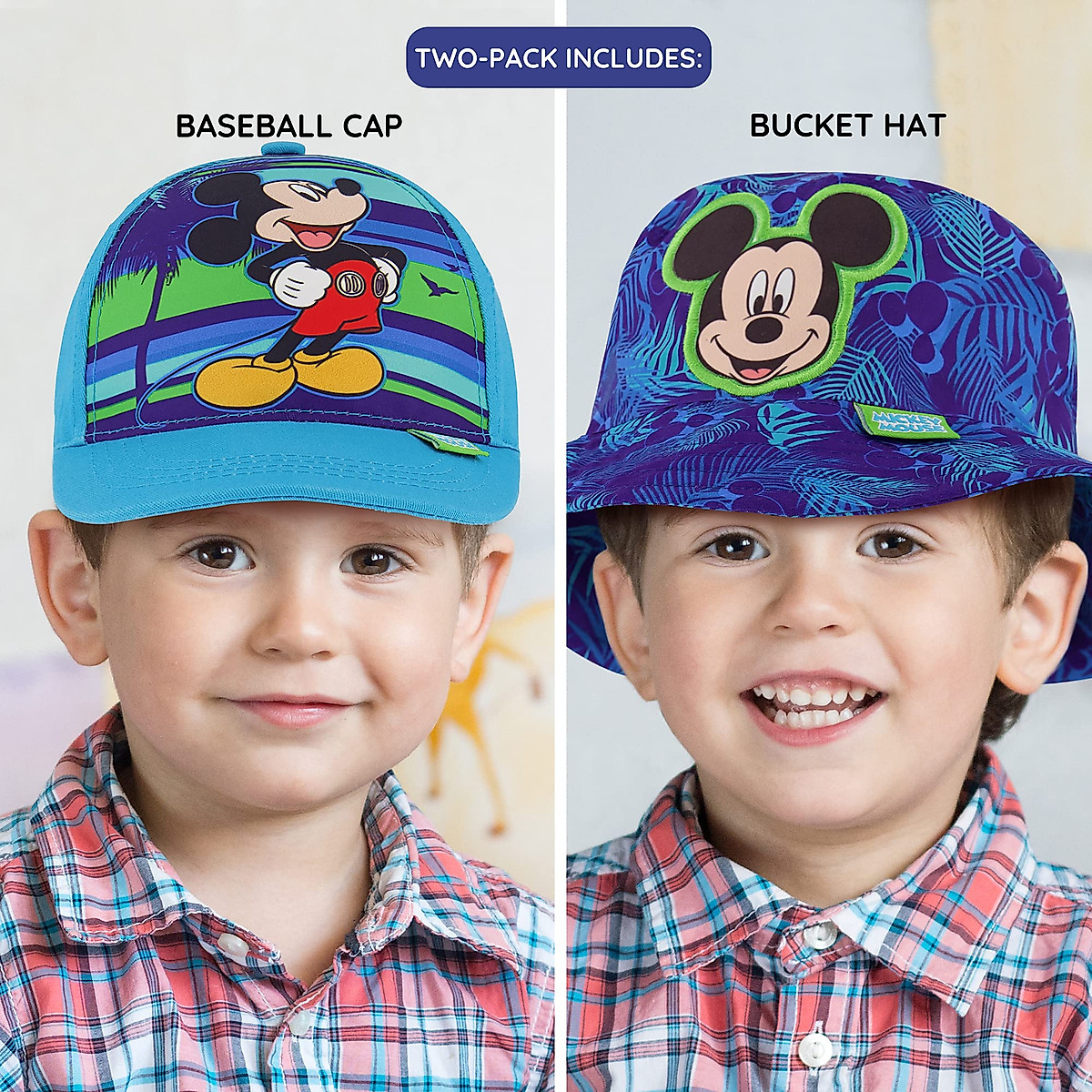 Disney boys Disney Toddler Sunhat, Mickey Mouse Kids and Matching Baseball Cap for Beach, Size 2 Bucket Hat, Cap & Bucket Hat, 2-4T US