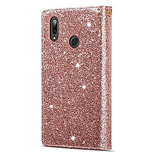 BOYUHII Silicone Protective Case for Phone for Samsung Galaxy M40 / A60 Multi-Card Slots Starry Sky Laser Carving Glitter Zipper Horizontal Flip Leather Case with Holder & Wallet & Lanyard ATCYE