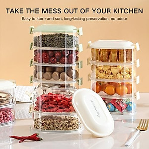 Spice Seasoning Storage Box,2024 Upgrade Green Multi-layered Seasoning Storage Box,Fruit Multi-layer Storage Containers,Airtight Food Organizer Containers for Kitchen Organizer Accessories (5 Layer)