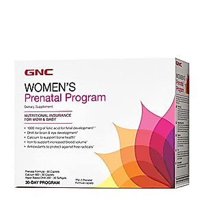 GNC Women's Prenatal Program | Daily Supplement System | Supports Healthy Development for Your Baby with Zinc & Iron for Fetal Needs | Targeted Prenatal and Pregnancy Essentials | 30 Packs