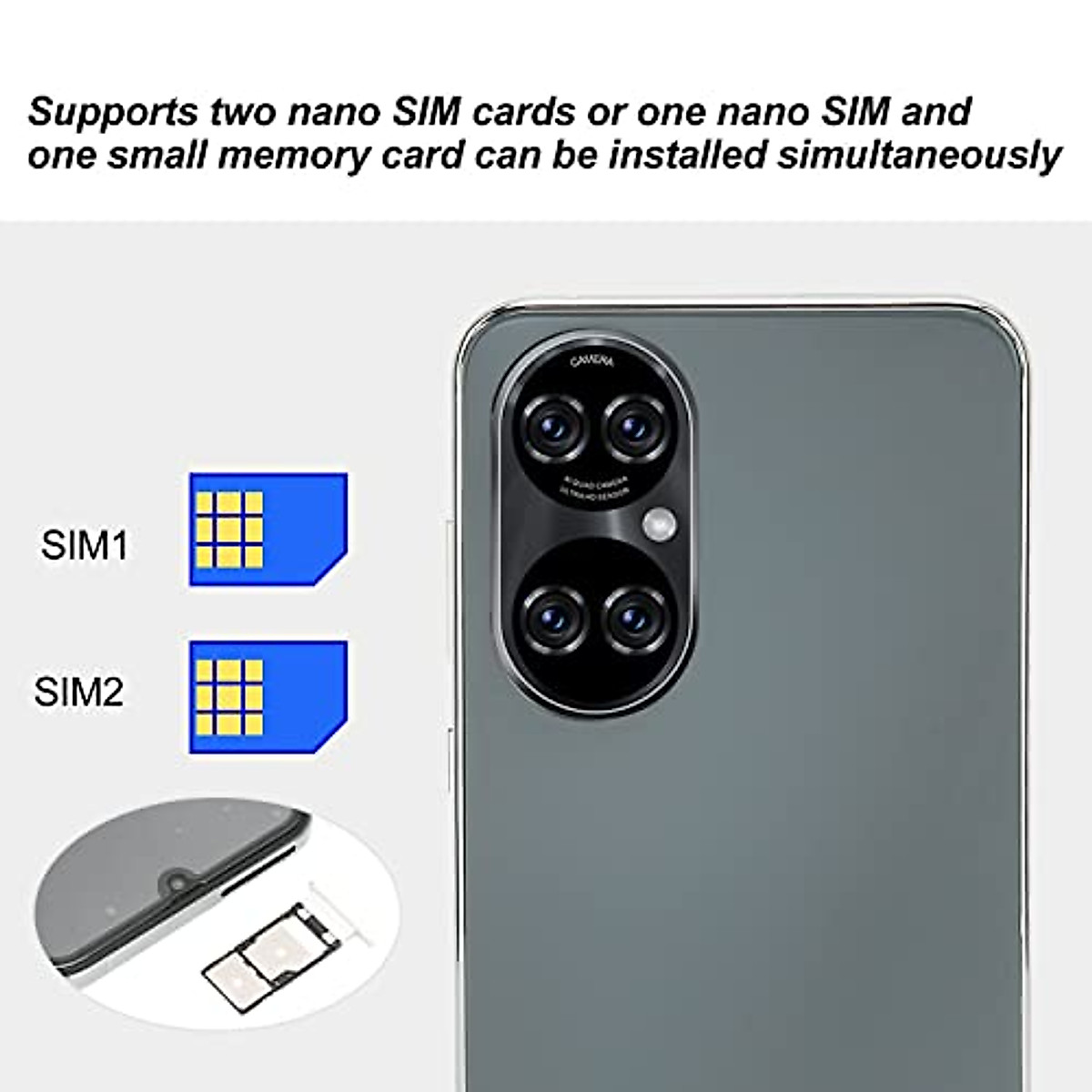 Unlocked Smartphone for Android11, 6.1 Inch 3G Network Quad Core CPU Cell Phone, 4GB RAM 64GB ROM, 16MP 8MP Camera, Face Recognition, WiFi BT FM GPS