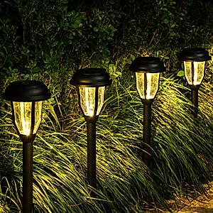 GIGALUMI Solar Powered Outdoor Lights, 8 Pack Solar Lights Outdoor Waterproof, Solar Garden Lights for Patio, Yard, Walkway, Lawn. (Warm White)