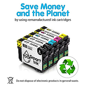 Smart Ink Remanufactured Ink Cartridge Replacement for Epson 220 XL T220 220XL to use with Workforce WF-2630 WF-2650 WF-2750 Expression Home XP-320 XP-420 XP-424 Printers (2 Black, C/M/Y 5 Multipack)