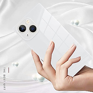 LSL Compatible iPhone 13 Case Square White Soft TPU Bumper Anti-Drop Anti-Scratch Shock Absorption Protective Wireless Slim Cover Compatible with iPhone 13 6.1 Inch for Women Girls Men