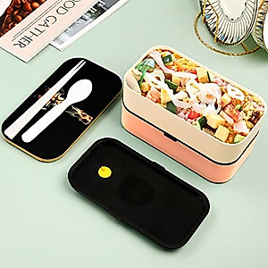Giraffe with Sunglasses Bento Lunch Box Leak-Proof Bento Box Food Containers with 2 Compartments for Offce Work Picnic Yellow-Style