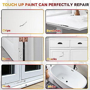 White Touch Up Paint, Multi-Surface Touch Up Paint Pen, White Paint for Chips, Scratches, Interior and Exterior House Paint for Wall Enamel Furniture Appliance Porcelain Cabinet Bath(Semi-Gloss)