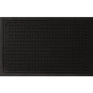 Indoor/Outdoor Hose-Wash Ribbed Design Non-Slip Rubber 2x3 Modern Entryway Mat for Entryway, Patio, Backyard, Garage, 24" x 36", Black Ribbed