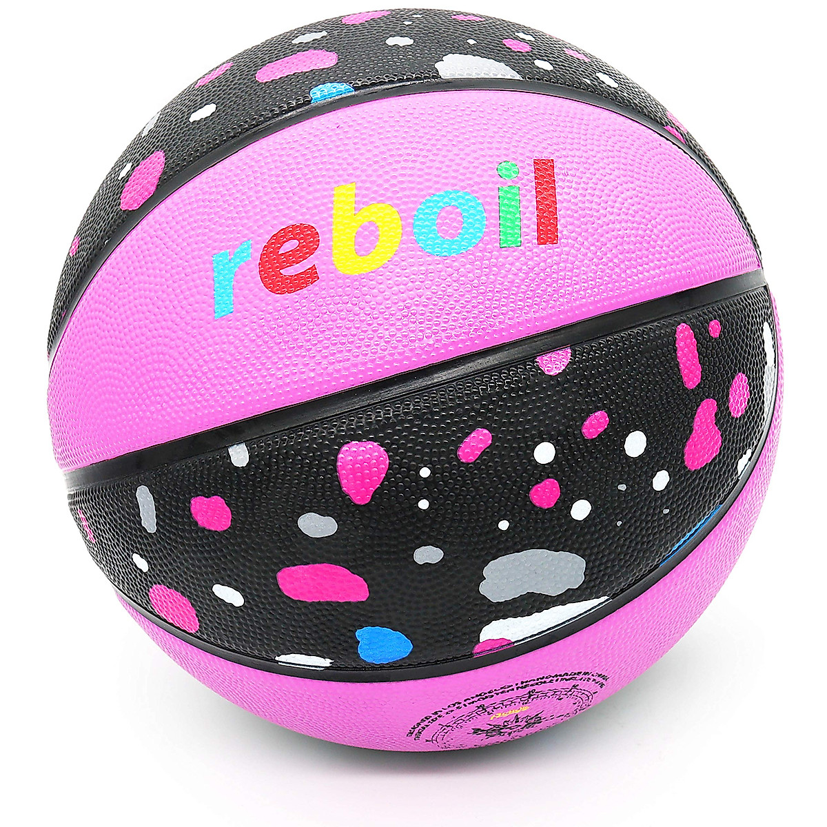 REBOILPHASE Pink Basketball Size 4 Basketball Gift, Kids Basketball, Youth Basketballs, Rubber Basketball -Pink/Multi-Splatter