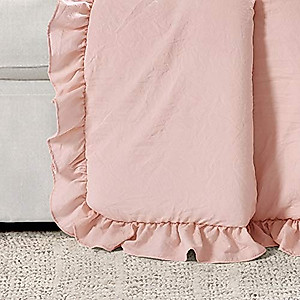 Lush Decor Reyna Soft Knitted Ruffle Throw Blanket, 50" x 60", Blush