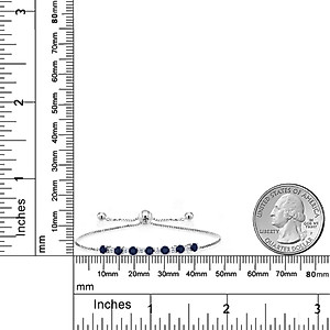 Gem Stone King 925 Sterling Silver Blue Sapphire and White Topaz Tennis Bracelet For Women (1.06 Cttw, Gemstone Birthstone, Adjustable Up to 9 Inch)