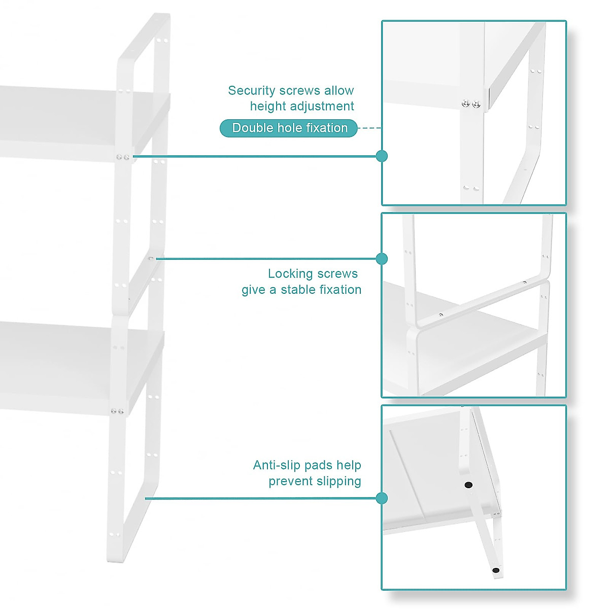 WEJIPP Expandable Cabinet Shelf Organizer Stackable Shelves Adjustable Shelf Riser for Kitchen Pantry Office,10.24" W,White