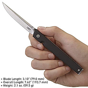 CRKT CEO EDC Folding Pocket Knife: Low Profile Gentleman's Knife, Everyday Carry, Satin Blade, IKBS Ball Bearing Pivot, Liner Lock, Glass Reinforced Fiber Handle, Deep Carry Pocket Clip 7096