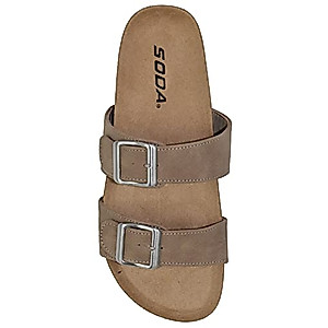 Soda Shoes Women Sandals Footbed Double Strap Functional Buckles Gladiator DUNYA-S (Taupe, 8)