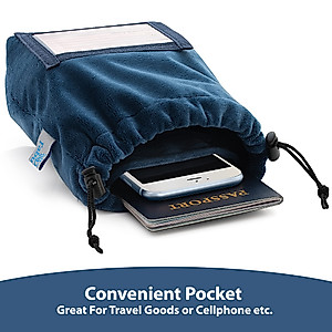 Inflatable Travel Neck Pillow: Extra-Soft, Cushion. For Airplanes, Trains, Cars, Portable Travel Accessory-With Carrying Pouch For cell phone and Passport Etc. (Blue)