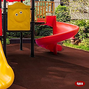 4PCS Outdoor Rubber Tiles Gym Floor Sports Deck Backyard Play Area Flooring Mat Safety Rubber Paver for Playground Home Gym Heavy Workout Equipment Flooring Indoor and Outdoor