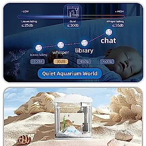 TARARIUM Glass Betta Fish Tank Set Up Aquarium Starter Kit Small Nano 2 Gallon with Waterfall Filter and Planted Light, Self Cleaning for Shrimp Goldfish Desktop Office Home Room Decor