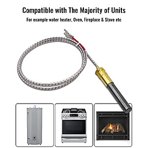 OCHIKI 5 Pcs 36" Thermopile Generator 750mv Fit for Fire Gas Stoves Heat Glo Gas Stoves Oven Water Heater Frying Furnace Gas Fireplace Thermopile Replacement, Aluminum