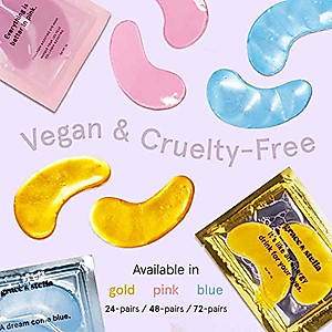 Award Winning Under Eye Mask (Pink, 48 Pairs) Reduce Dark Circles, Puffy Eyes, Undereye Bags, Wrinkles - Gel Under Eye Patches, Vegan Cruelty-Free Self Care by grace and stella