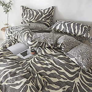 BUniq Duvet Cover 3 Pieces Queen King Full Twin Size with Zipper Closure, 4 Ties(1 Quilt Cover 2 Pillowcases)(Queen,002)