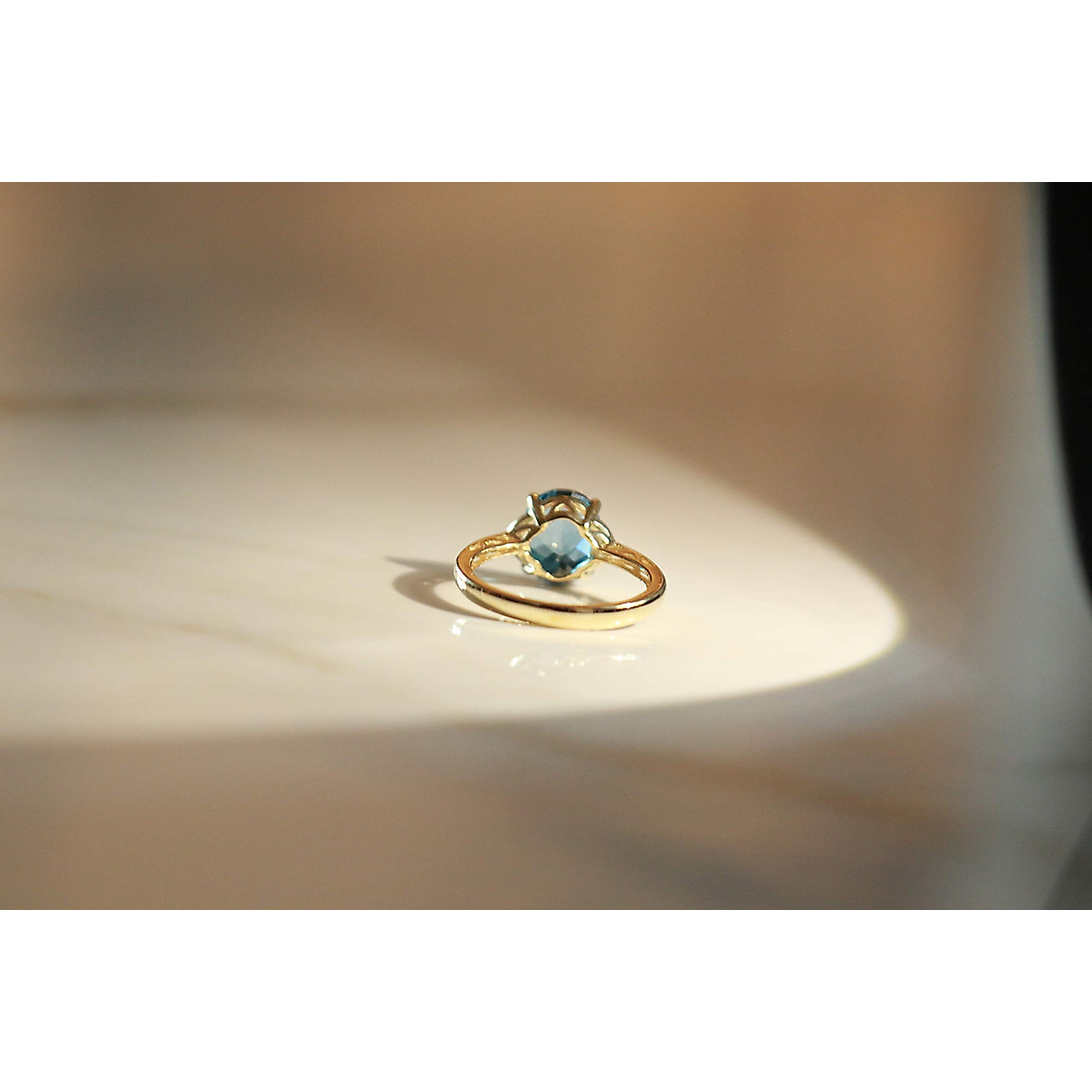 Gin & Grace 10K Yellow Gold Genuine London Blue Topaz Ring with Diamonds for women | Ethically, authentically & organically sourced (Oval-cut) shaped London Blue Topaz hand-crafted jewelry for her…