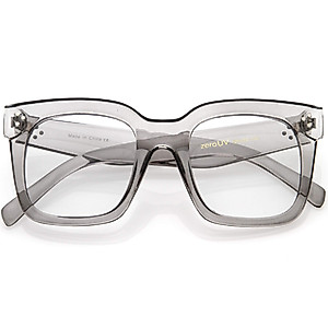 zeroUV - Oversized Fashion Retro Square Sunglasses for Women Vintage Style 50mm (Clear Grey/Clear) Blue Light