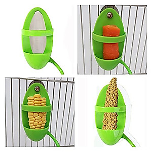 OSWINMART Cuttlefish Bone with Holder (1+2) Sets for Birds Handcraft Polish Cuttlebones Treat Feeder Food Basket for Fruit Vegetable Grain Wheat Stick Holder Suit Small to Regular Size Birds