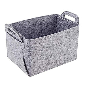Household Boxes Laundry Felt Storage Basket Organiser Container, Foldable Book Box Toys Organise Container(Light Grey Small)