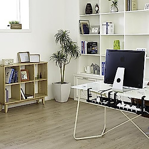 Metal Cable Management Tray Under Desk with Clamp Retractable Cord Organizer for Desk No Drill Cable Tray Basket for Wire Management Sturdy Metal Cable Management Under Desk with Clamp for Home Office