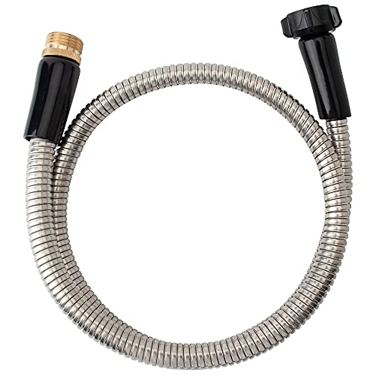 Yanwoo 304 Stainless Steel 4ft Garden Hose with Female to Male Brass Connector, 18mm Outer Diameter Flexible & Lightweight Heavy Duty Short Water Hose for Outdoor (4 Feet)