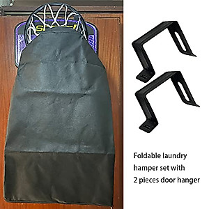 Basketball Laundry Hamper 2 in 1 Basketball Hamper Hoop Set Over the Door Hanging Clothes Hamper Fun Basket Laundry Shoot Bag Set Gift for Boy Room and Girl Bedroom