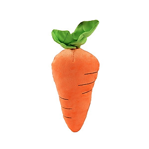 Petlou Durable Plush Dog and Cat Toys with Multi-Squeaks and Crinkle Paper. (Orange, 8-Inch Carrot) for All Breed Sizes